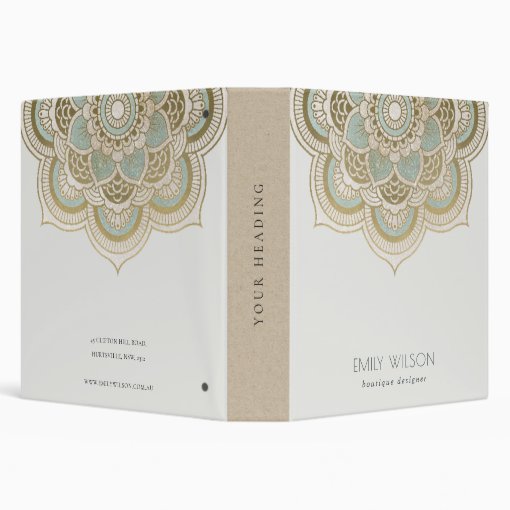 Elegant Ornate Gold Foil Teal Turquoise Mandala 3 Ring Binder | Zazzle