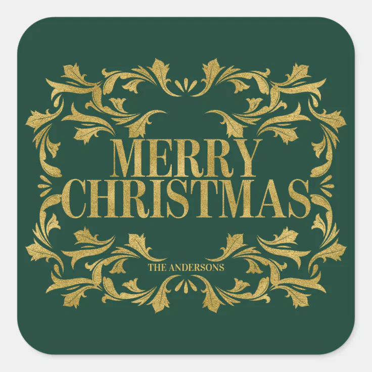 Elegant Ornate Gold Merry Christmas Sticker | Zazzle