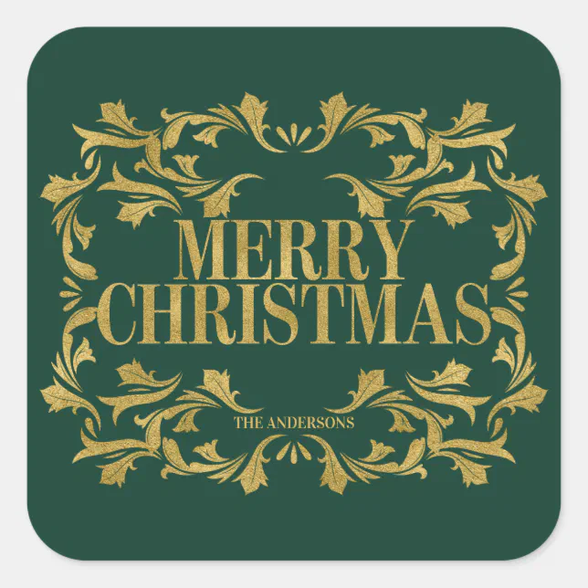 Elegant Ornate Gold Merry Christmas Sticker | Zazzle