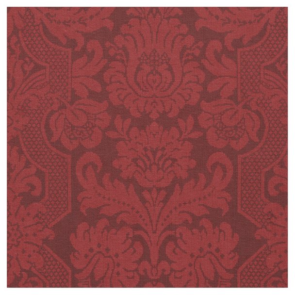 Elegant Ornate Blue Victorian Damask Fabric | Zazzle
