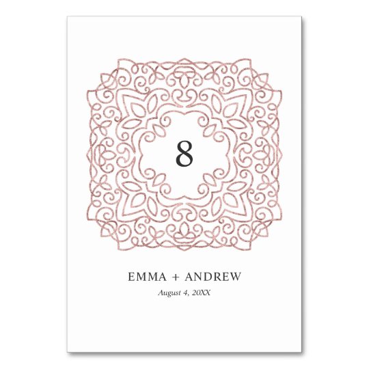 Elegant Ornate Rose Gold Glitter Table Number | Zazzle.com