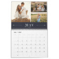 Elegant Ornate White Navy Months Photo Collage Calendar | Zazzle