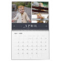 Elegant Ornate White Navy Months Photo Collage Calendar | Zazzle