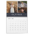 Elegant Ornate White Navy Months Photo Collage Calendar | Zazzle