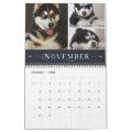 Elegant Ornate White Navy Months Photo Collage Calendar | Zazzle