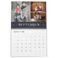 Elegant Ornate White Navy Months Photo Collage Calendar | Zazzle