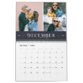 Elegant Ornate White Navy Months Photo Collage Calendar | Zazzle