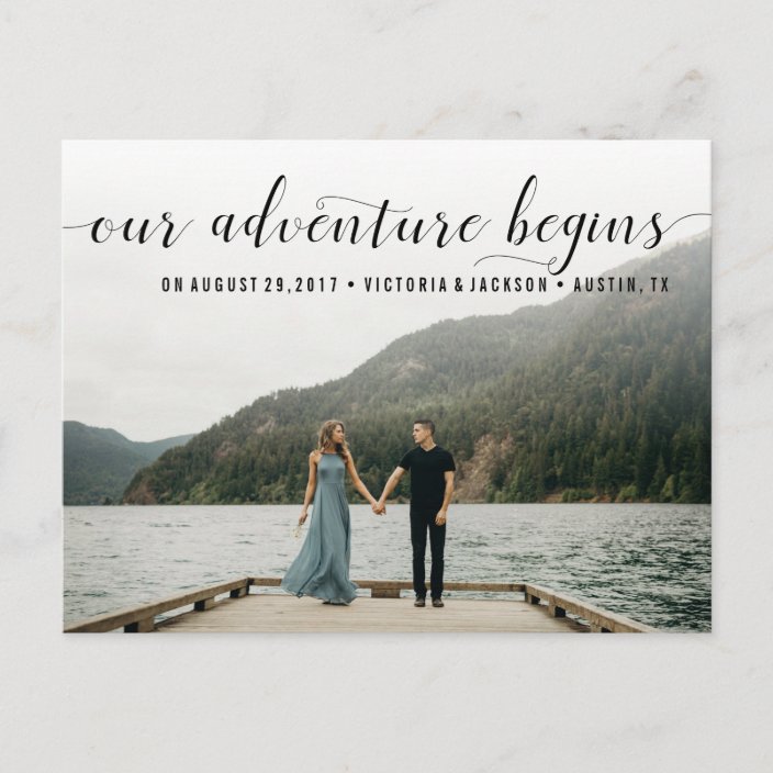 Elegant Our Adventure Save the Date Photo Announcement Postcard ...