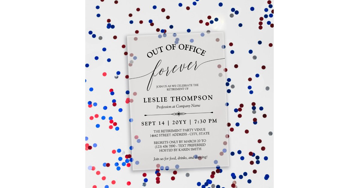 Elegant Out of Office Forever Retirement Party Acrylic Invitations | Zazzle