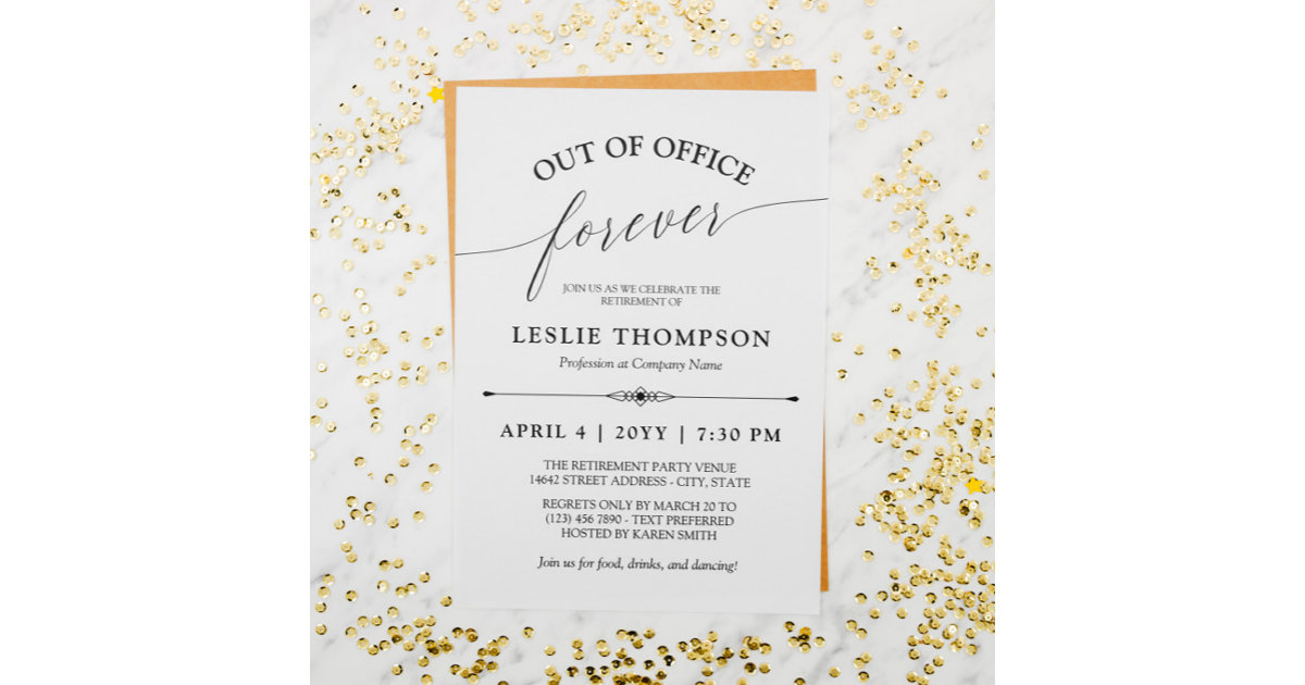 Elegant Out of Office Forever Retirement Party Invitation | Zazzle