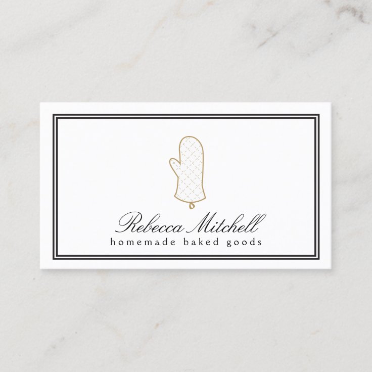 Elegant Oven Mitt Logo for Bakery, Baked Goods Business Card | Zazzle