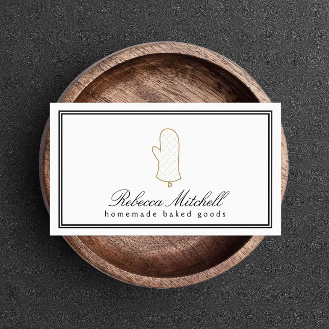 Elegant Oven Mitt Logo for Bakery, Baked Goods Business Card | Zazzle