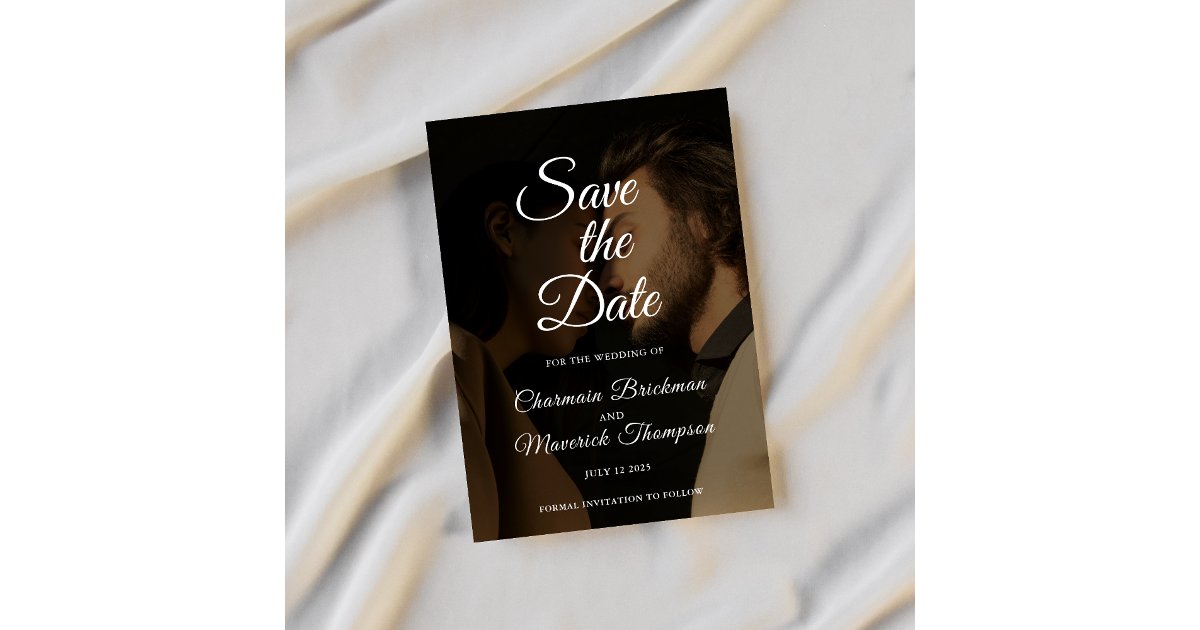 Elegant Overlay Photo Wedding Save The Date | Zazzle