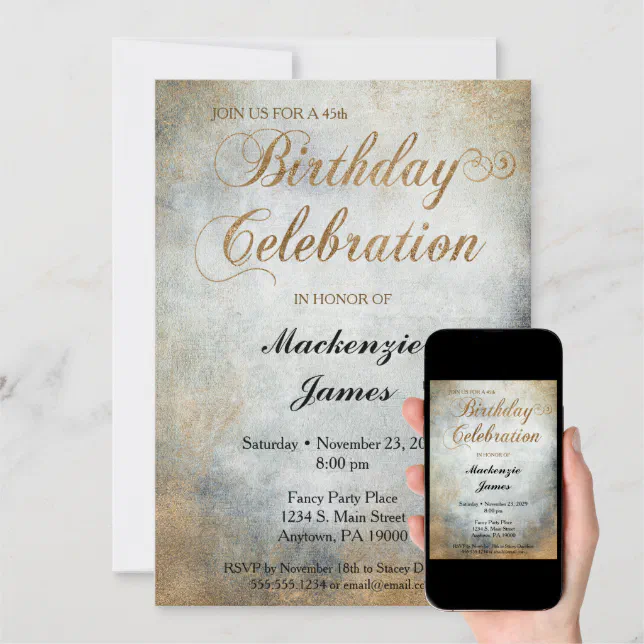 Elegant Painted Copper Birthday Party Invitation | Zazzle
