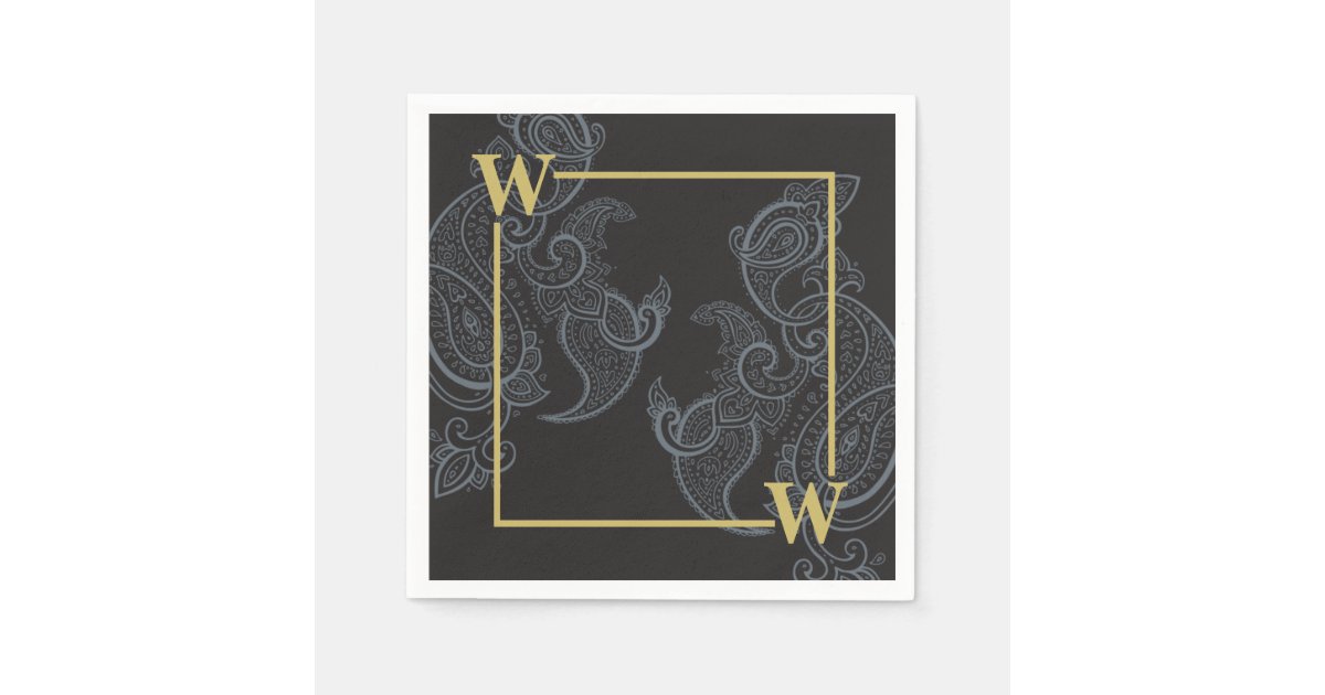 Elegant Paisley Monogram Initial Napkins | Zazzle