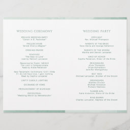 Elegant Pale Green Folded Wedding Ceremony Program | Zazzle