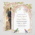 Elegant Parrots Floral Indian Arch Wedding Invitation | Zazzle