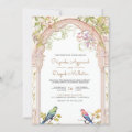 Elegant Parrots Floral Indian Arch Wedding Invitation | Zazzle