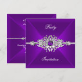 Elegant Party All Occasions Purple Silver Jewel Invitation | Zazzle