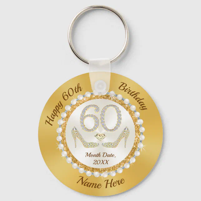 Elegant, Party Favors for 60th Birthday Female, Keychain | Zazzle