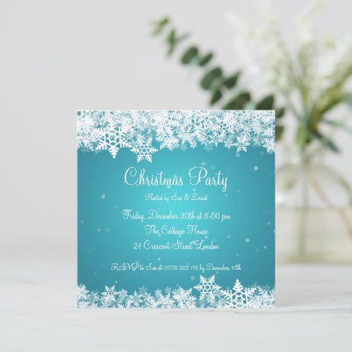 Elegant Party Invitation Winter Snowflakes Blue | Zazzle