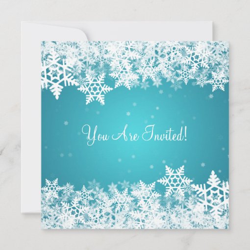 Elegant Party Invitation Winter Snowflakes Blue | Zazzle