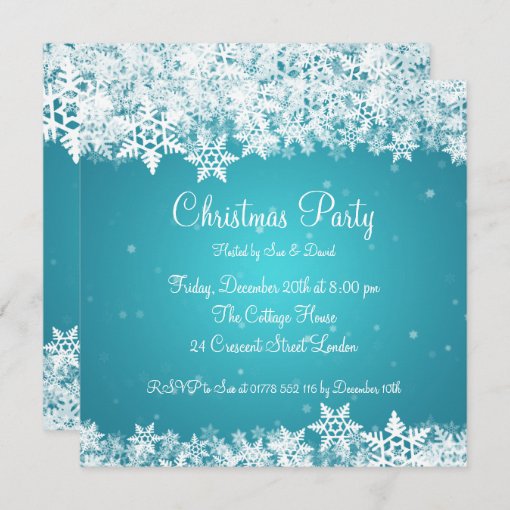 Elegant Party Invitation Winter Snowflakes Blue | Zazzle