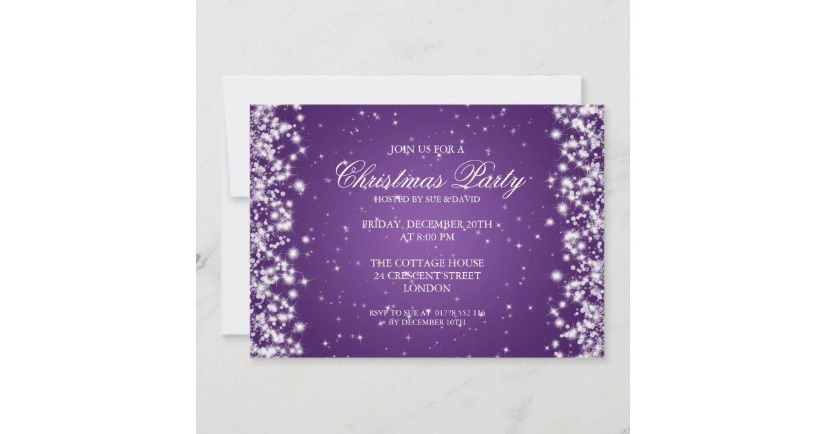 Elegant Party Sparkle Purple Invitation | Zazzle