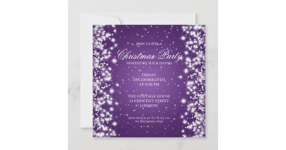 Elegant Party Sparkle Purple Invitation | Zazzle
