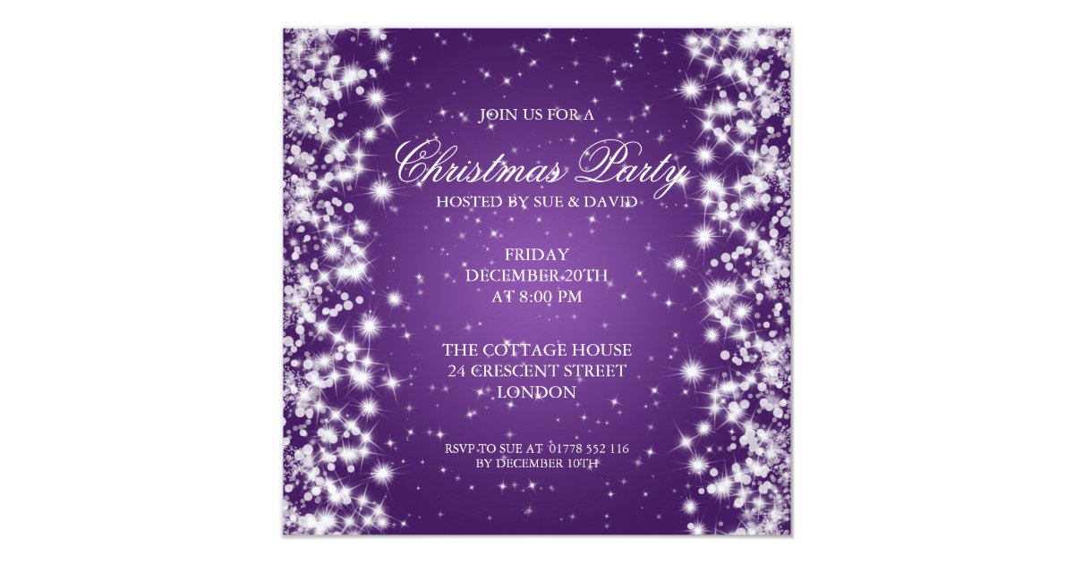Elegant Party Sparkle Purple Invitation | Zazzle.com