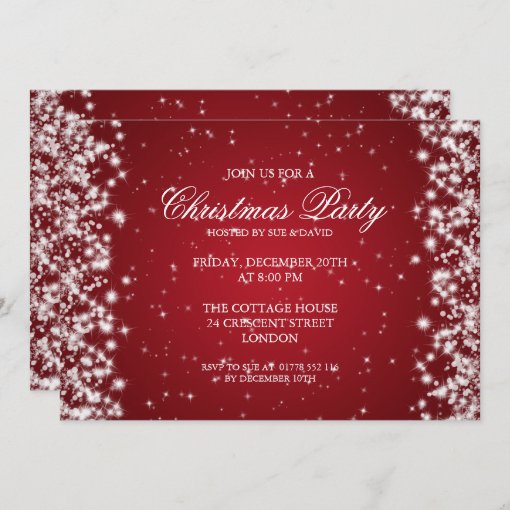Elegant Party Sparkle Red Invitation | Zazzle