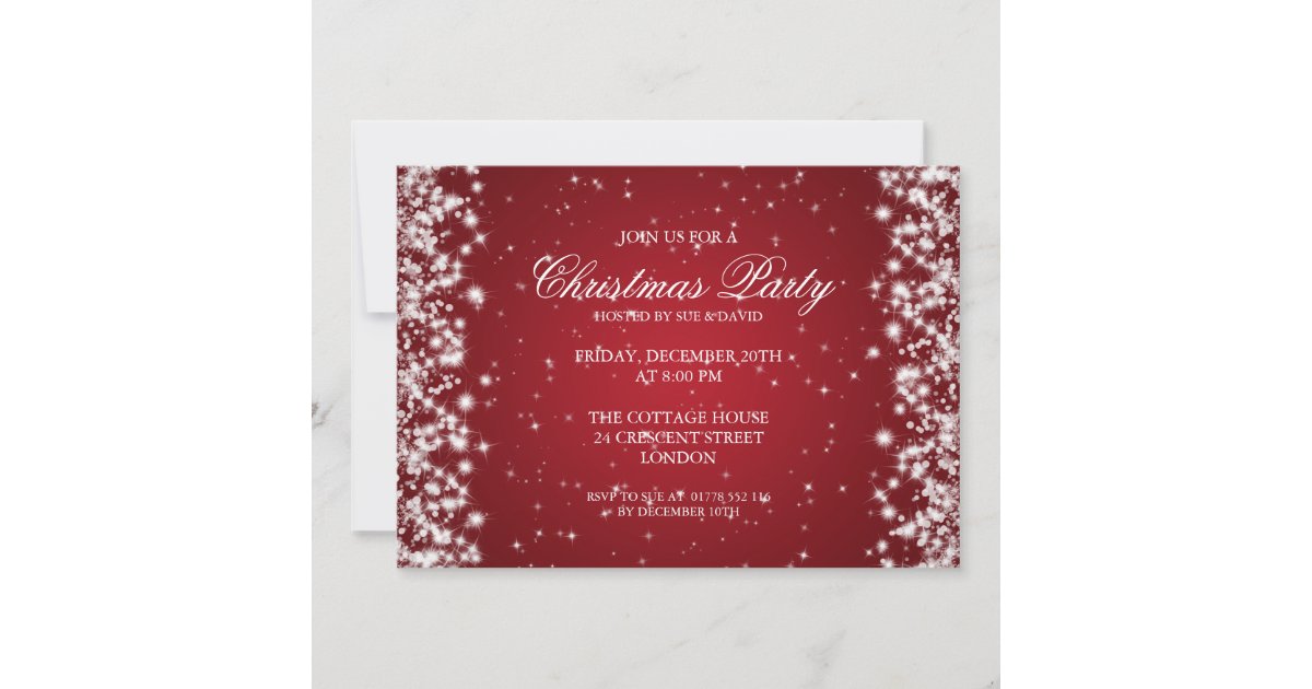 Elegant Party Sparkle Red Invitation | Zazzle