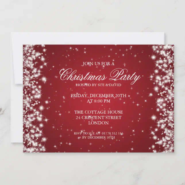 Elegant Party Sparkle Red Invitation | Zazzle