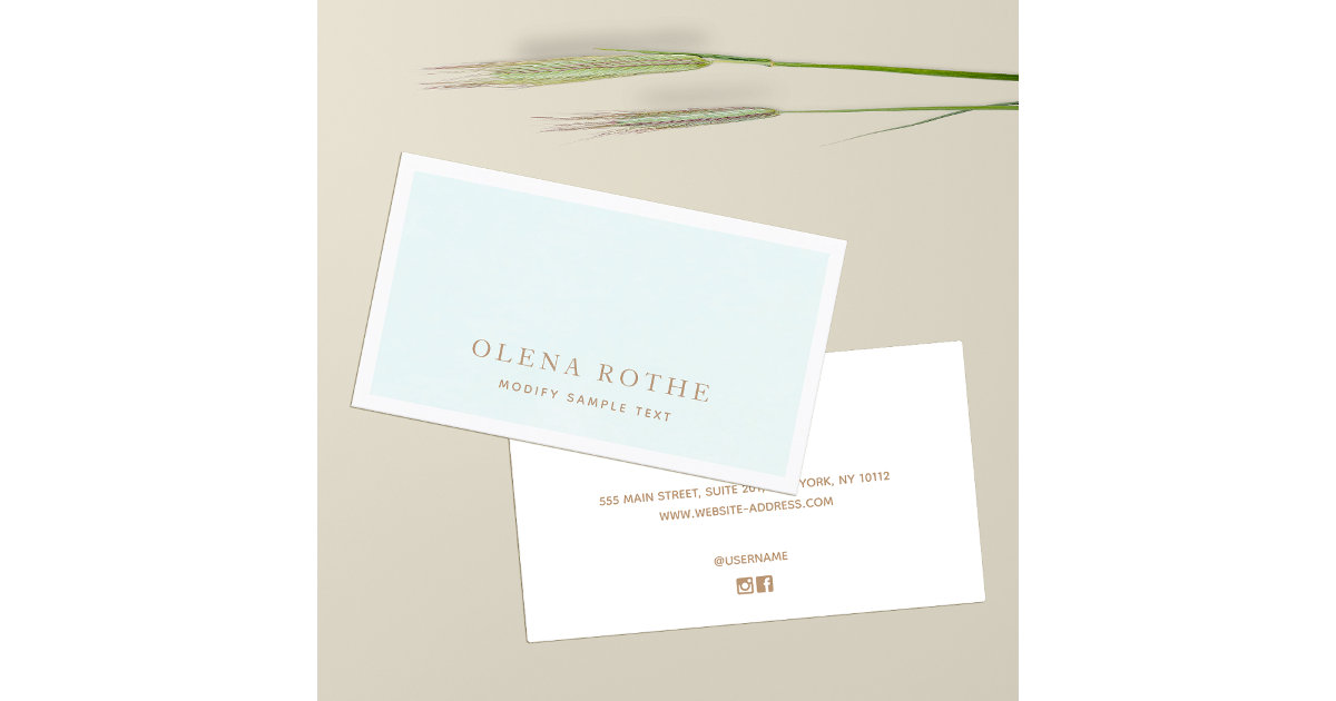 Elegant Pastel Aqua Professional Calling Card | Zazzle
