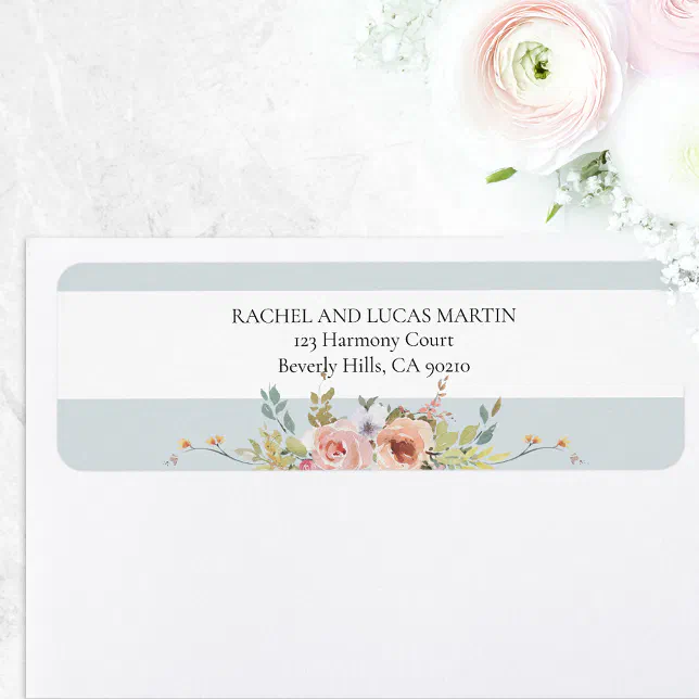Elegant Pastel Boho Watercolor Floral Label | Zazzle