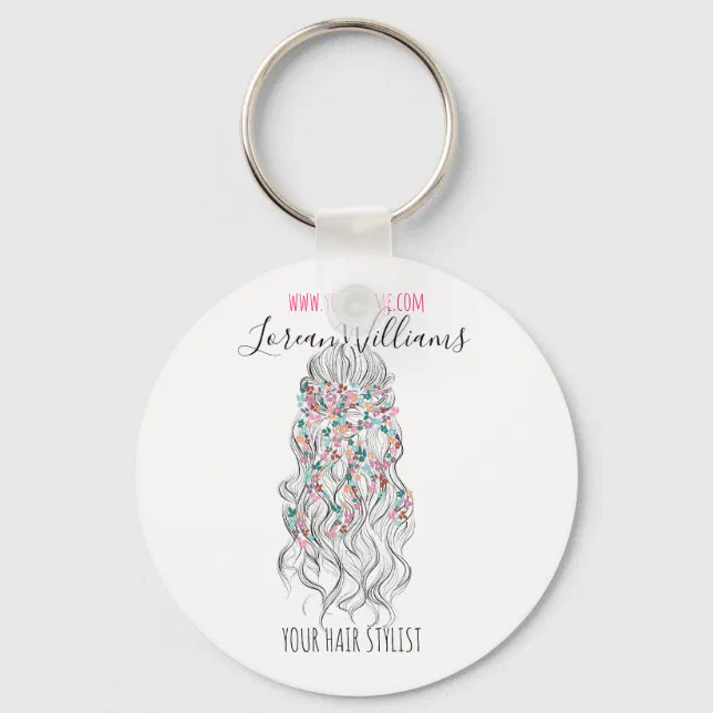 Elegant Pastel Bride Wavy Hair Styling Floral Keychain | Zazzle