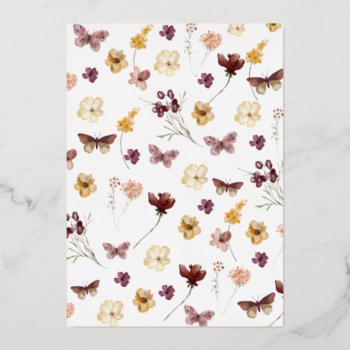 Elegant Pastel Chic Boho Wildflower Theme Wedding Foil Invitation | Zazzle