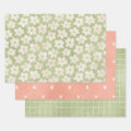 Elegant Pastel Daisy Flower Bunny Spring Easter Wrapping Paper Sheets ...