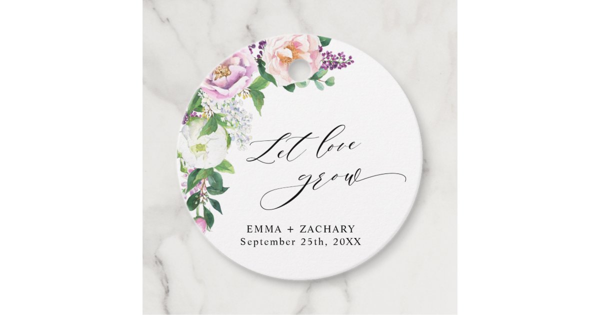 Elegant Pastel Floral, Let Love Grow Wedding Favor Tags | Zazzle