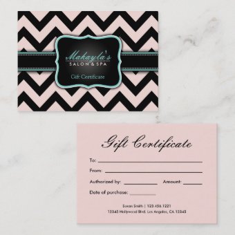 Elegant Pastel Pink and Black Chevron Gift Discount Card | Zazzle