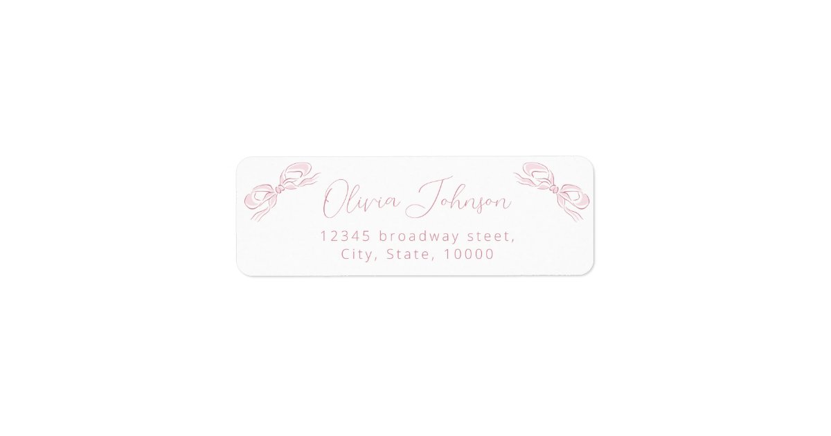 Elegant Pastel Pink Bow Return Address Label | Zazzle
