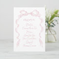 Elegant Pastel Pink Hand Drawn Bow Wedding Menu | Zazzle
