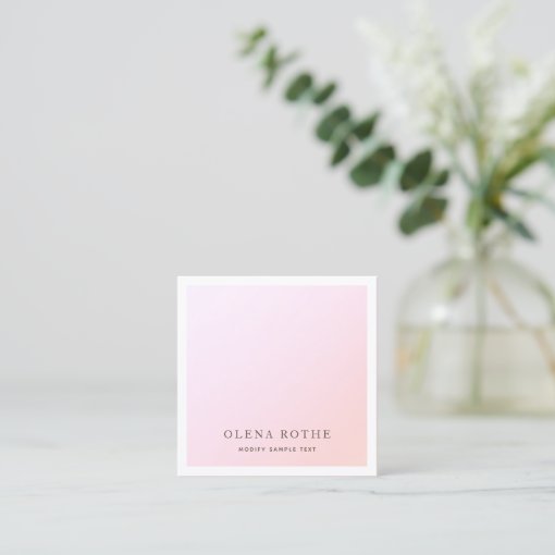 Elegant Pastel Pink Ombre Square Calling Card | Zazzle