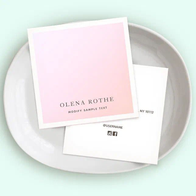 Elegant Pastel Pink Ombre Square Calling Card | Zazzle