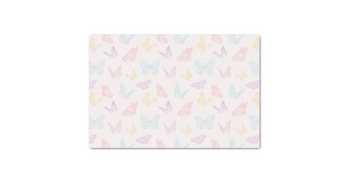 Elegant Pastel Pink Seamless Butterfly Pattern Tissue Paper | Zazzle