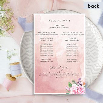 Elegant Pastel Purple Floral Wedding Program | Zazzle