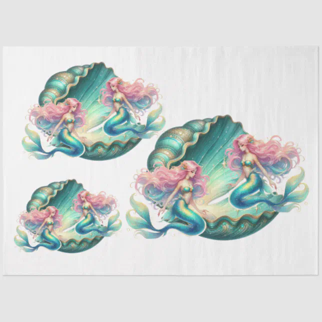 Elegant Pastel Watercolor Mermaids Decoupage Tissue Paper | Zazzle