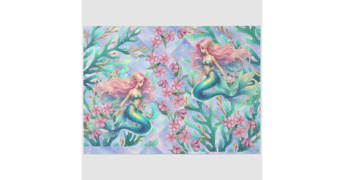 Elegant Pastel Watercolor Mermaids Decoupage Tissue Paper | Zazzle