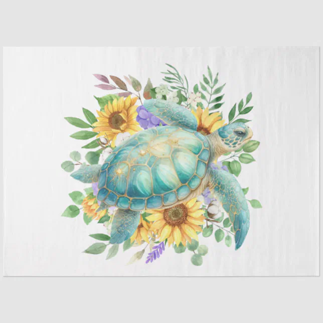 Elegant Pastel Watercolor Sea Turtle Decoupage Tissue Paper | Zazzle