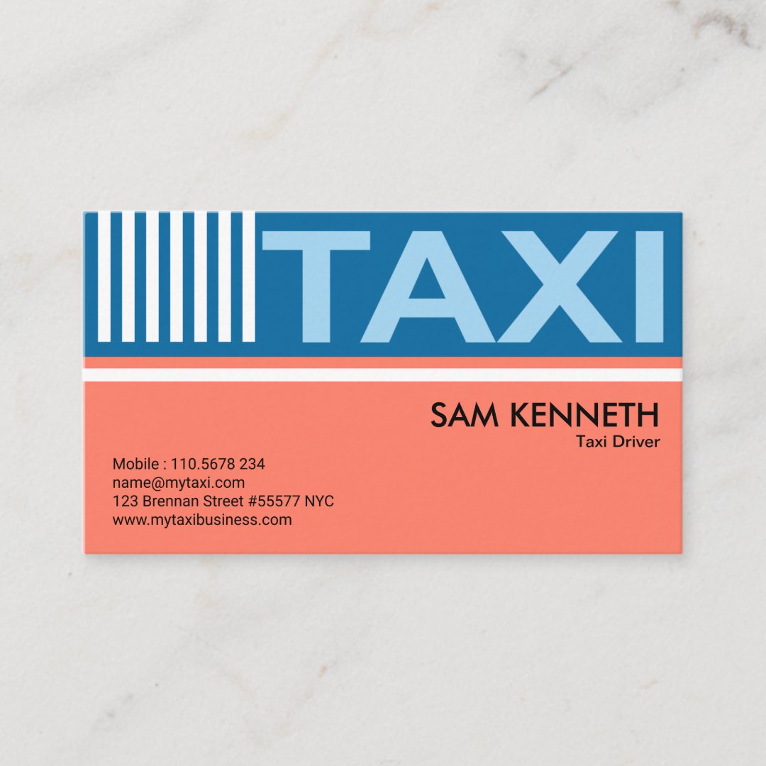 Elegant Pastels Simple Taxi Signage Taxi Driver Business Card | Zazzle